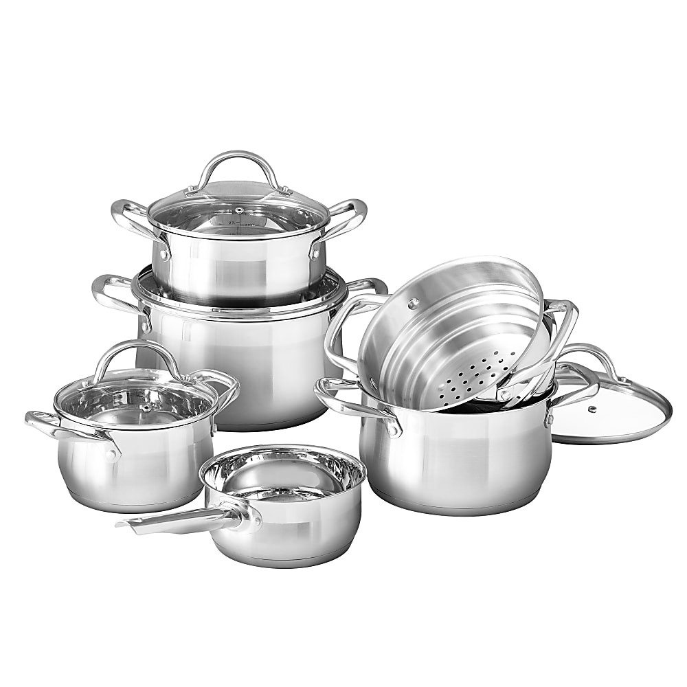 Bergner Stainless-Steel Induction-Ready 10-Piece Cookware Set ...