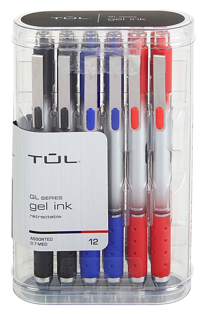 TUL® GL Series Retractable Gel Pens, Medium Point, 0.7 mm, Silver ...