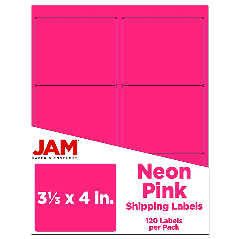JAM Paper® Mailing Address Labels, Rectangle, 3 1/3" x 4", Neon Pink ...