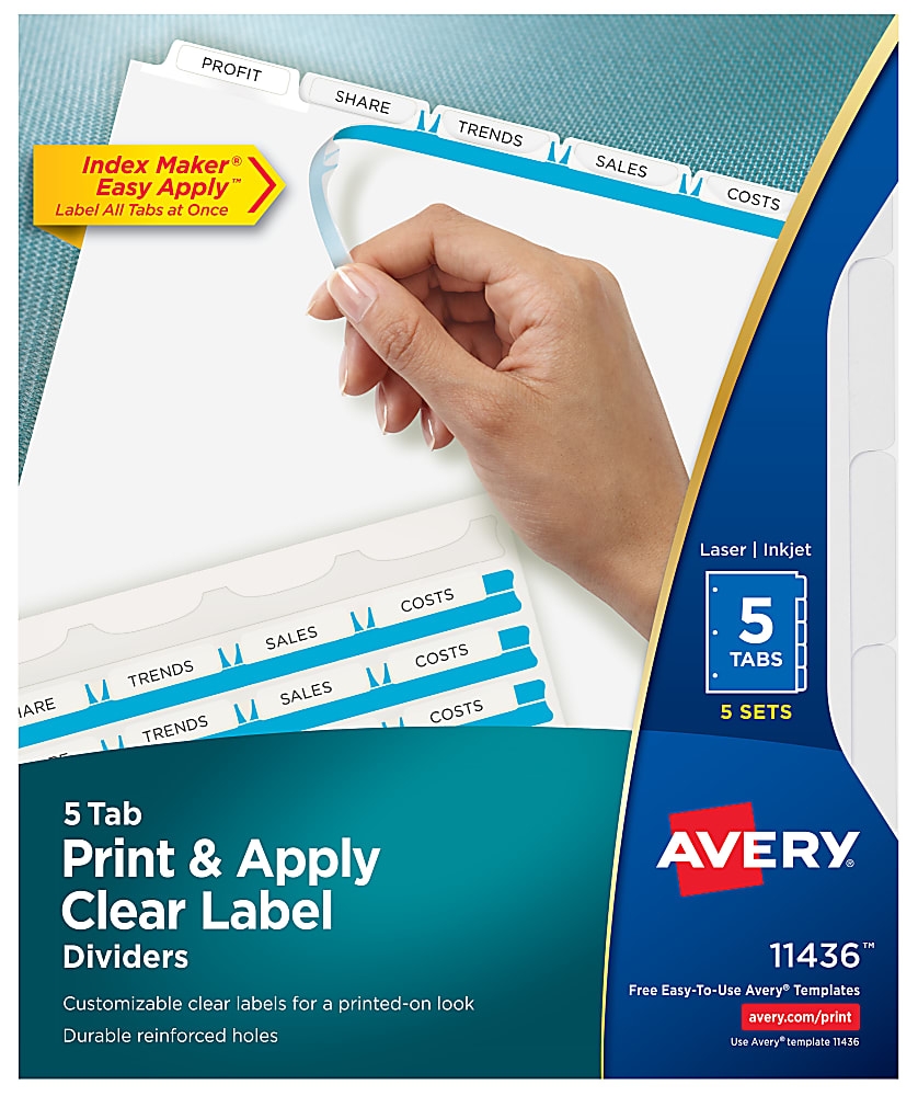 Avery® Print & Apply Clear Label Dividers With Index Maker® Easy Apply ...