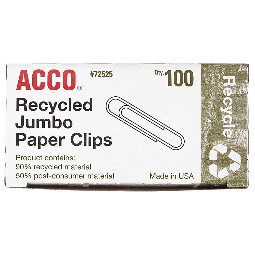 ACCO Recycled Paper Clips, Box Of 100, Jumbo, Silver Die besten Deals ...