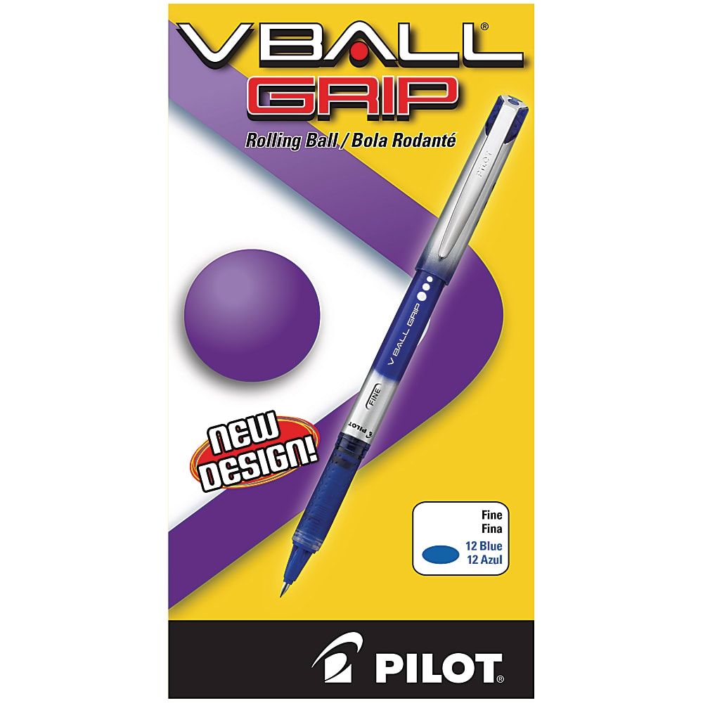 Pilot® V-Ball Grip™ Liquid Ink Rollerball Pens, Fine Point, 0.7 mm ...