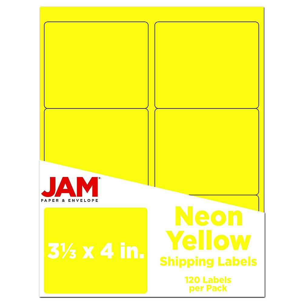 JAM Paper® Mailing Address Labels, Rectangle, 3 1/3" x 4", Neon Yellow, Pack Of 120 Deals and ...