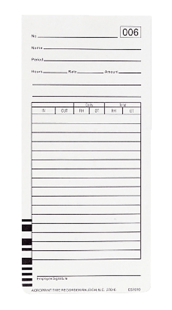 Acroprint Weekly Time Cards For Acroprint ES1000 Atomic Totalizing ...