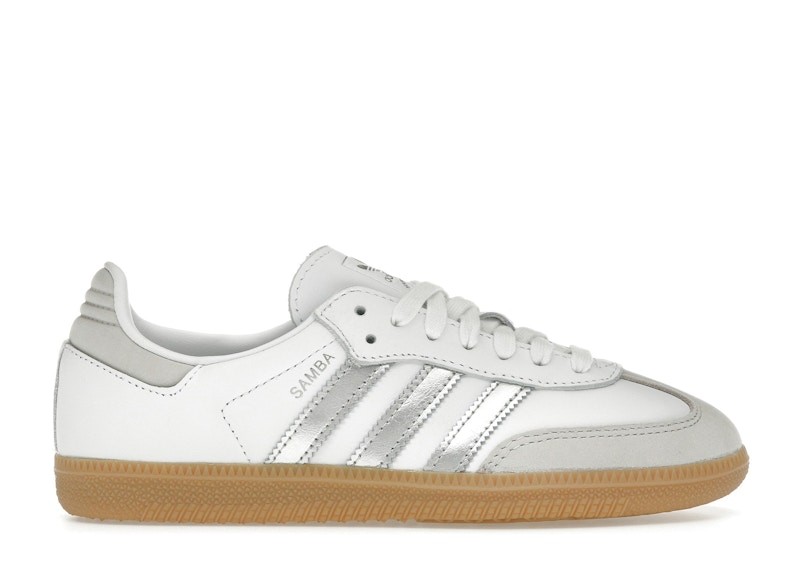 Adidas Samba OG White Grey (Women's) in Footwear White/Silver Metallic ...