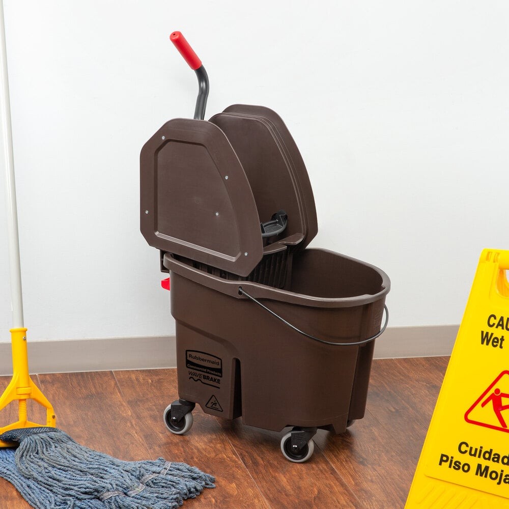 Rubbermaid® FG757788BRN WaveBrake® 35 Qt. Brown Mop Bucket with Down ...