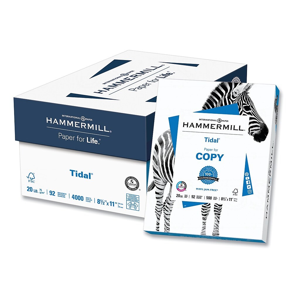 Hammermill Tidal Print Paper, 92 Bright, 20lb, 8.5 x 11, White, 500 ...