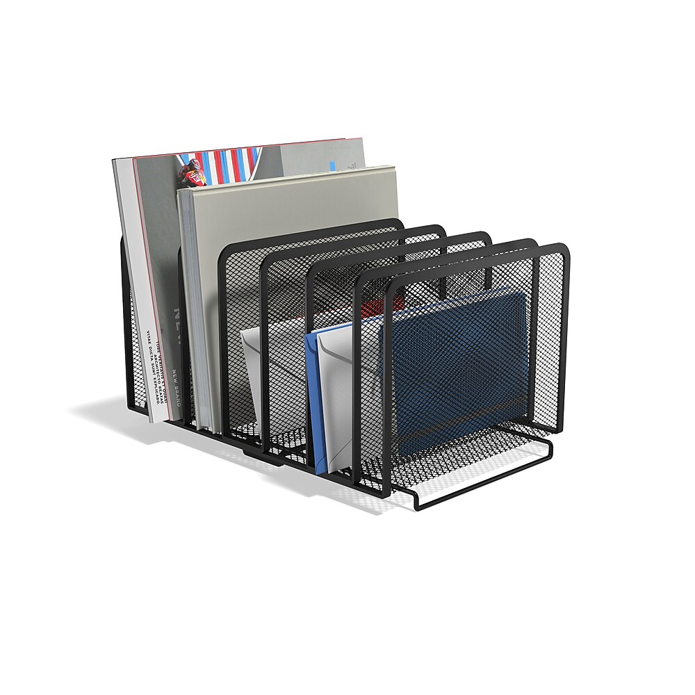 TRU RED™ 7 Compartment Wire Mesh File Organizer, Matte Black (TR57560 ...