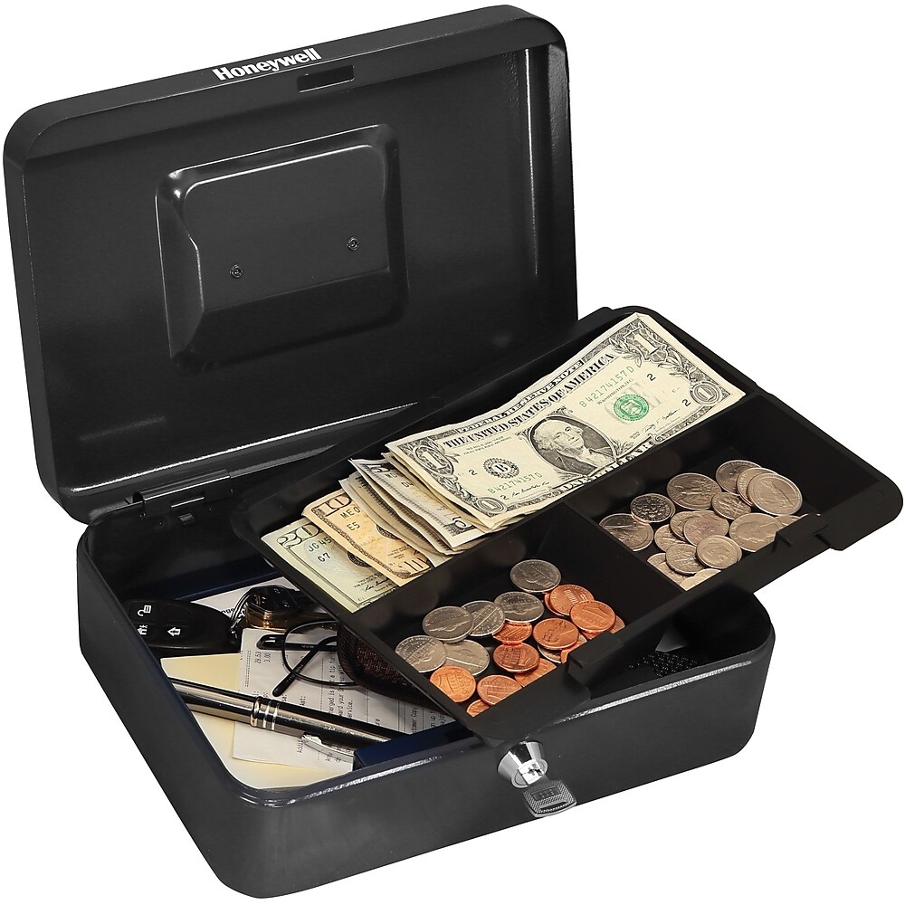 Honeywell Cash Management Box, 4 Compartments, Black (6202) Deals and ...