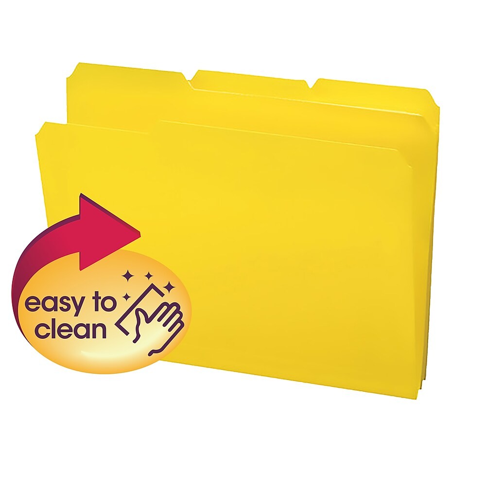 Smead Poly File Folders, 1/3-Cut Tab, Letter Size, Yellow, 24/Box ...