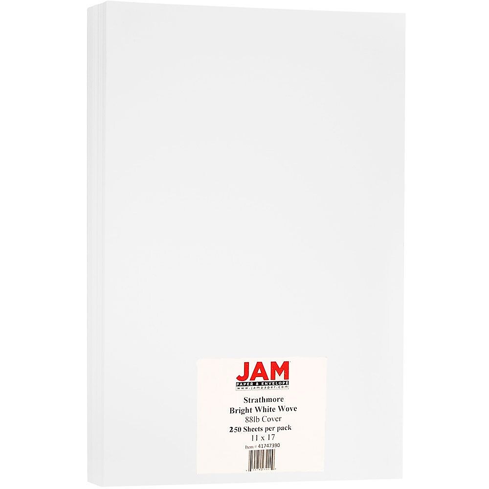 JAM Paper Strathmore 88 lb. Cardstock Paper, 11"" x 17"", Bright White ...