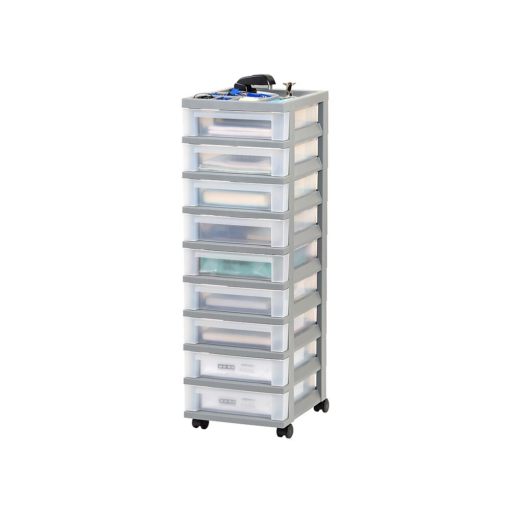 Iris 9-Drawer Standalone Storage Cart, Gray/Translucent White (585084 ...