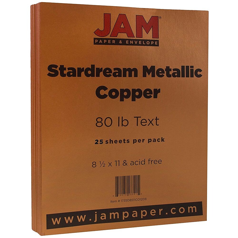 JAM Paper Metallic Colored 8.5" x 11" Copy Paper, 32 lbs., Copper ...