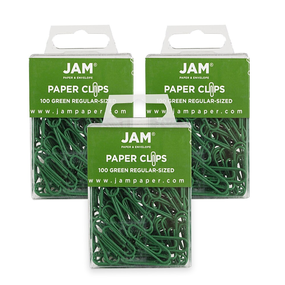 JAM Paper Small Paper Clips, Green, 3 Packs of 100 (2183752B) Deals and ...