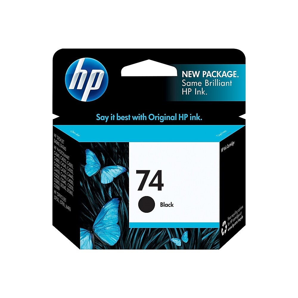 HP 74 Black Standard Yield Ink Cartridge, Prints Up to 200 Pages ...