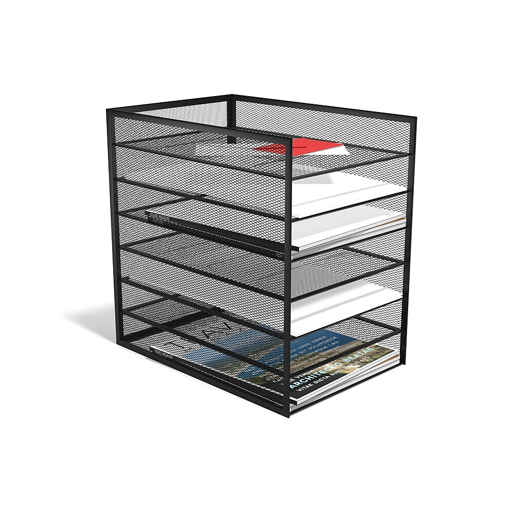 TRU RED™ 6 Compartment Wire Mesh File Organizer, Matte Black (TR57565 ...