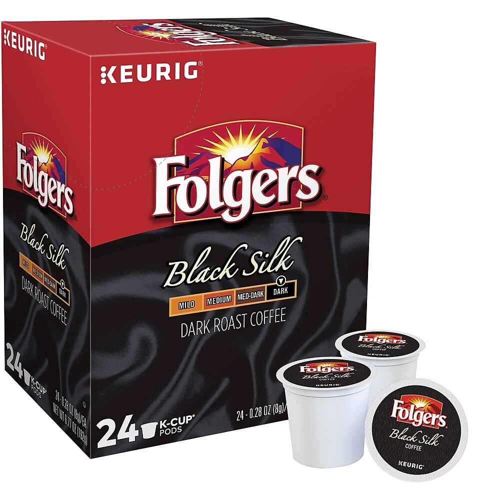 Folgers Black Silk Coffee Keurig® K-Cup® Pods, Dark Roast, 24/Box (6662 ...