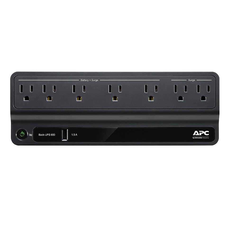 APC Back-UPS 650VA Battery Backup & Surge Protector, 7-Outlets 1 USB ...