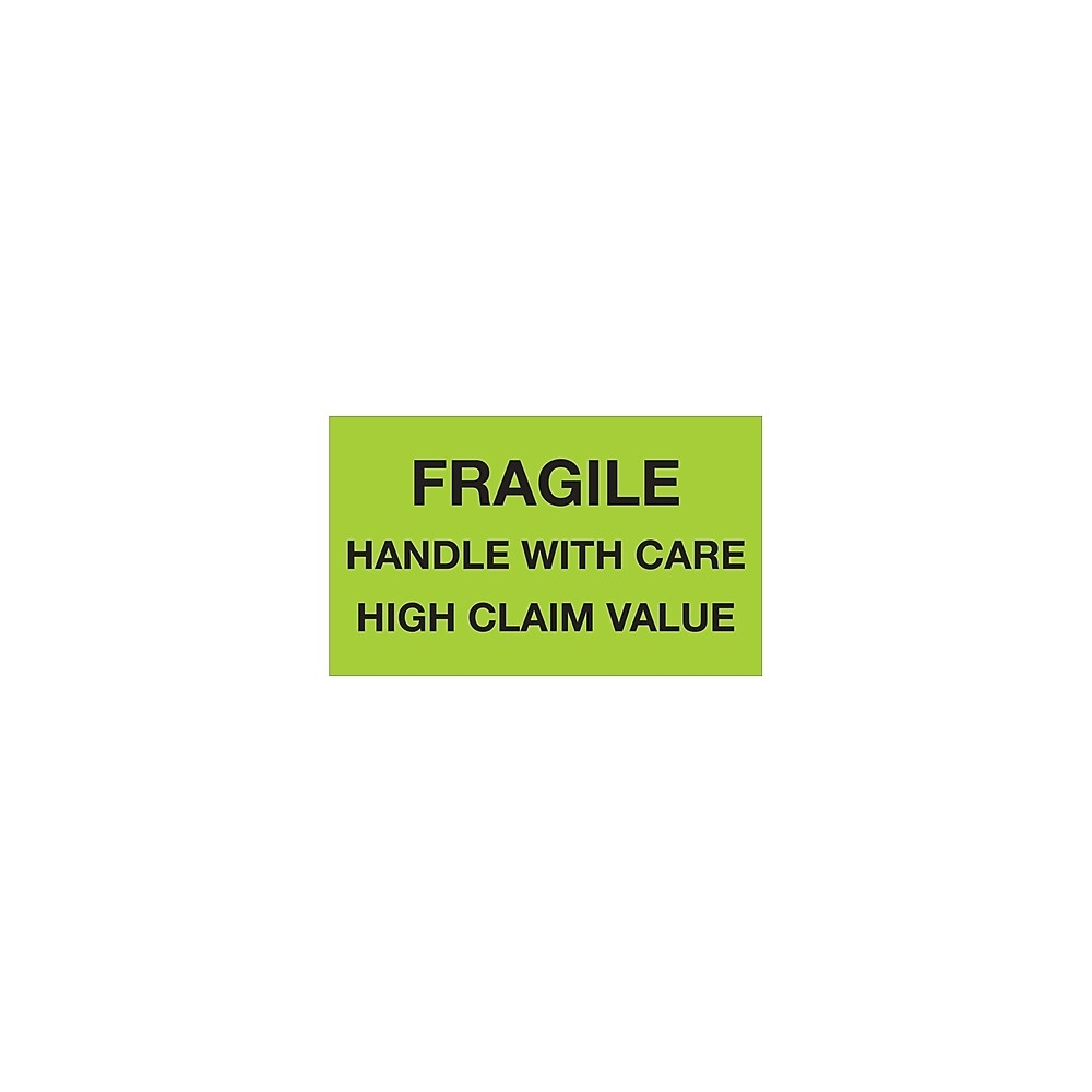 Tape Logic Labels, ""Fragile Handle With Care High Claim Value"", 3 x 5 ...
