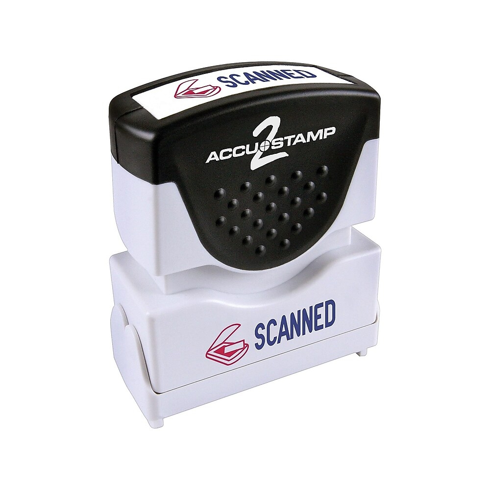 Accu-Stamp 2 Scanned Rectangle Pre-Inked Stamp, Blue and Red Ink, 1 5/8 ...