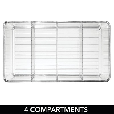 mDesign Divided Storage Containers - Clear Plastic Organizer Bins, 2 ...