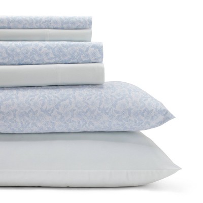 6pc Printed Pattern Percale Cotton Sheet Set - Laura Ashley Deals and ...