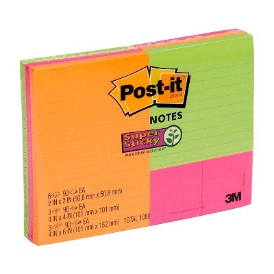 Post-it Super Sticky Notes Combo Pack Assorted Sizes Rio Collection ...