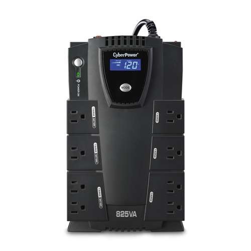 CyberPower UPS Battery Backup - 825VA, 450 Watts, LCD, Diagnostics ...