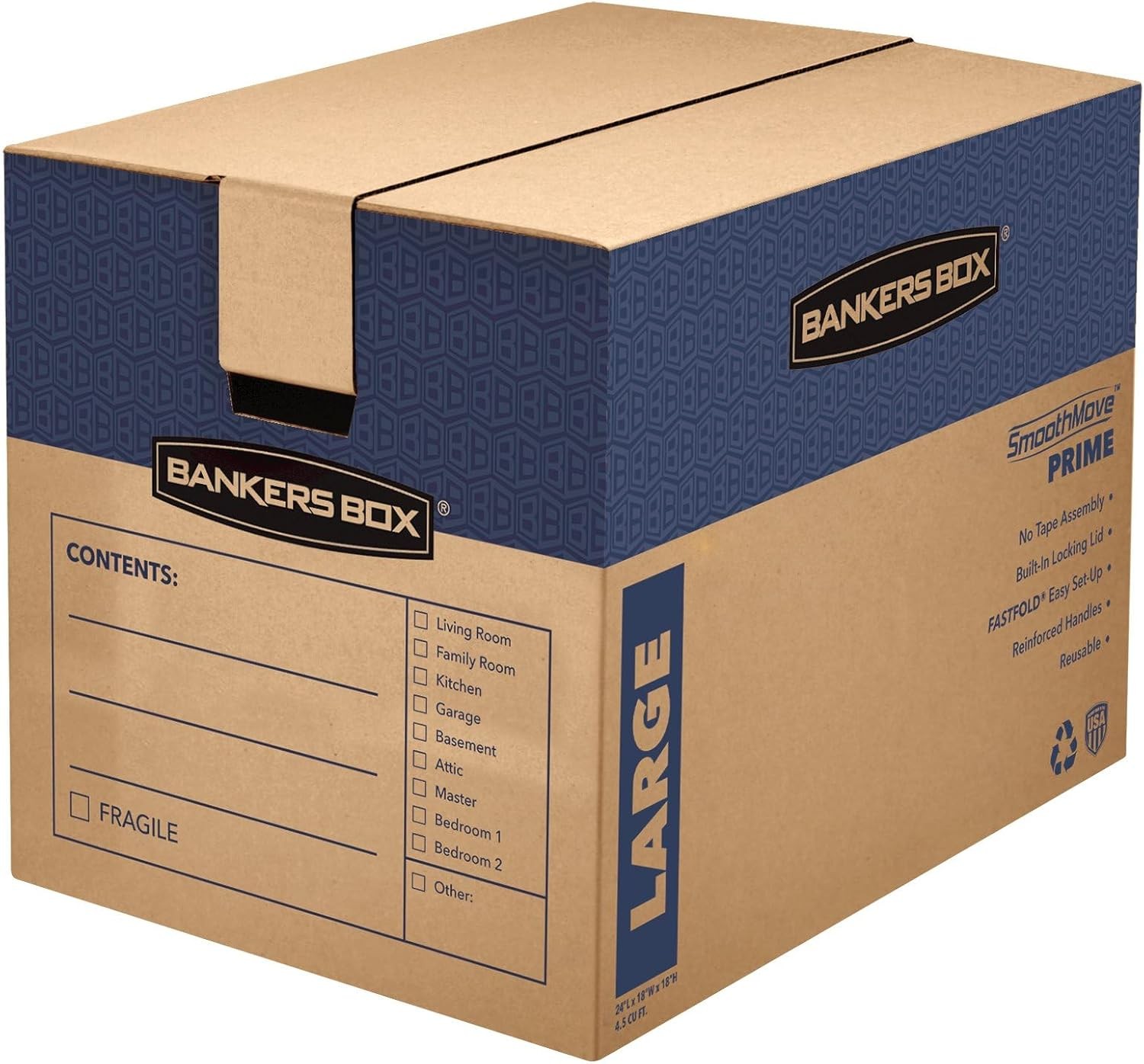 Bankers Box Large Prime Moving Box 6 Pack, Reinforced Handles, Tape ...