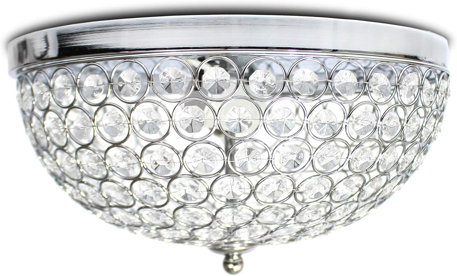 Elegant Designs FM1000-CHR Elipse Crystal 13 Inch Modern Metal 2 Light Bowl Shaped Ceiling Flush ...