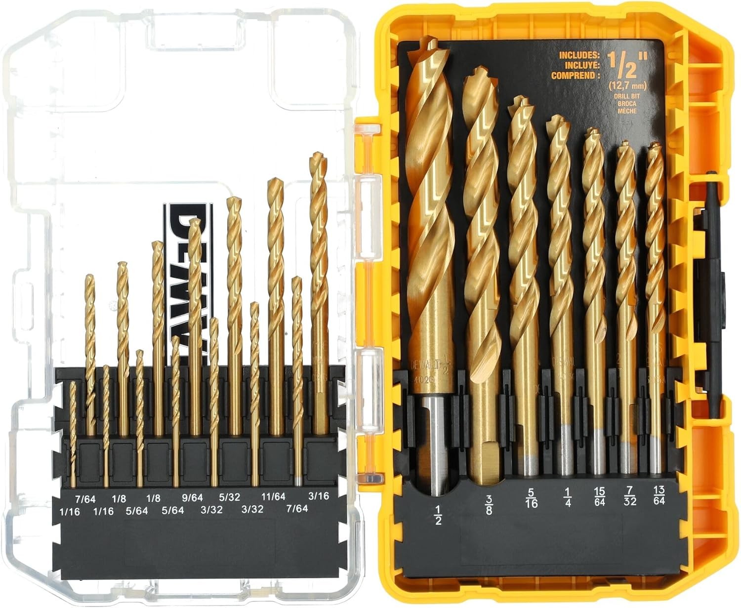 DEWALT Titanium Nitride Coated Drill Bit Set, Pilot Point, 21-Piece ...
