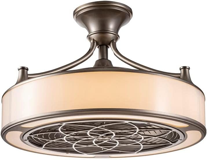 Windara 22 in. LED Indoor/Covered Outdoor Brushed Nickel Ceiling Fan ...