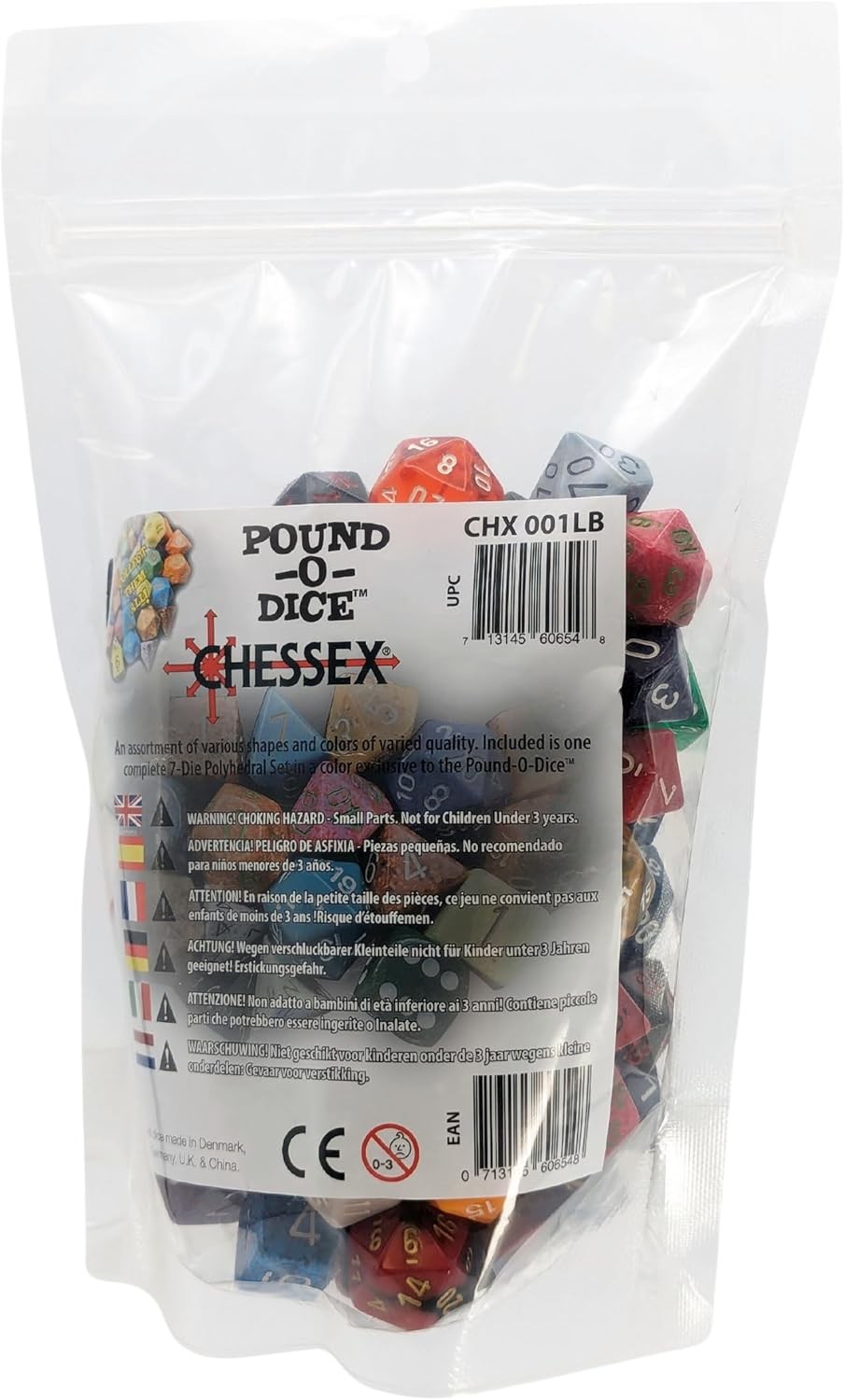 Chessex Pound O Dice | 1 lb Bulk Polyhedral Assortment with Approx 100 ...