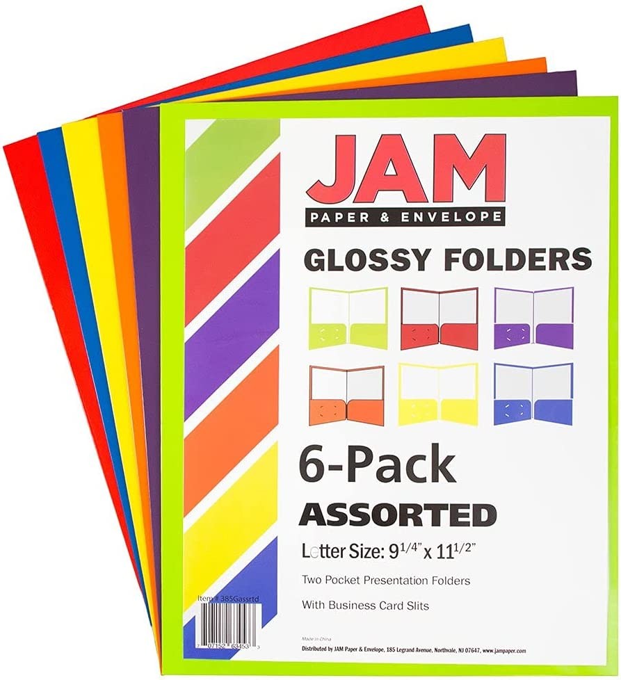 JAM PAPER Laminated Two Pocket Glossy School Folders - Letter Size ...