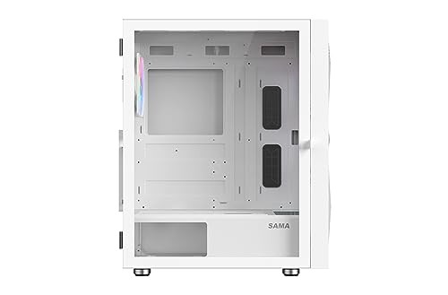 SAMA 3509 Tempered Glass ATX Mid Tower Gaming Computer Case w/ 4 x ARGB ...