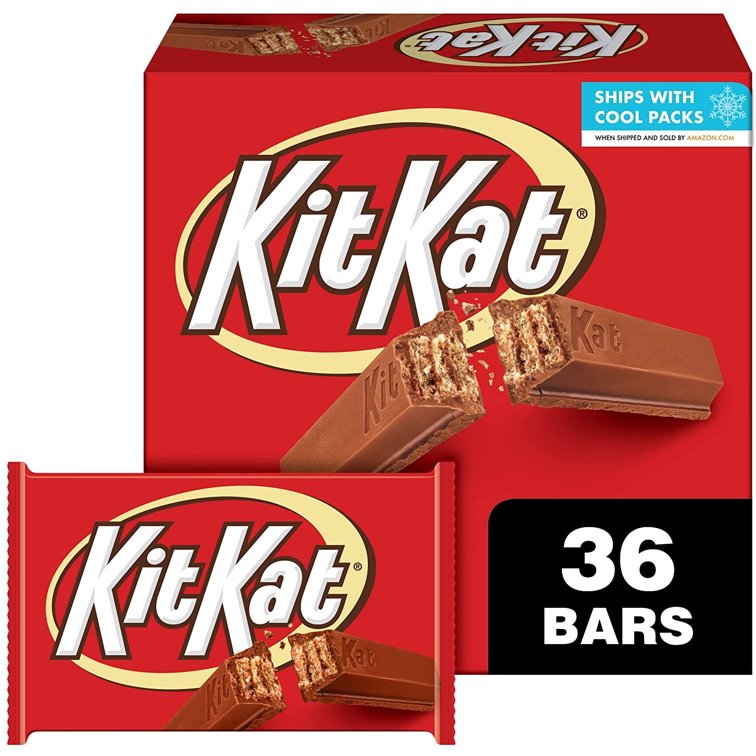 KIT KAT Milk Chocolate Individually Wrapped, Bulk Wafer Candy Bars, 1.5 ...