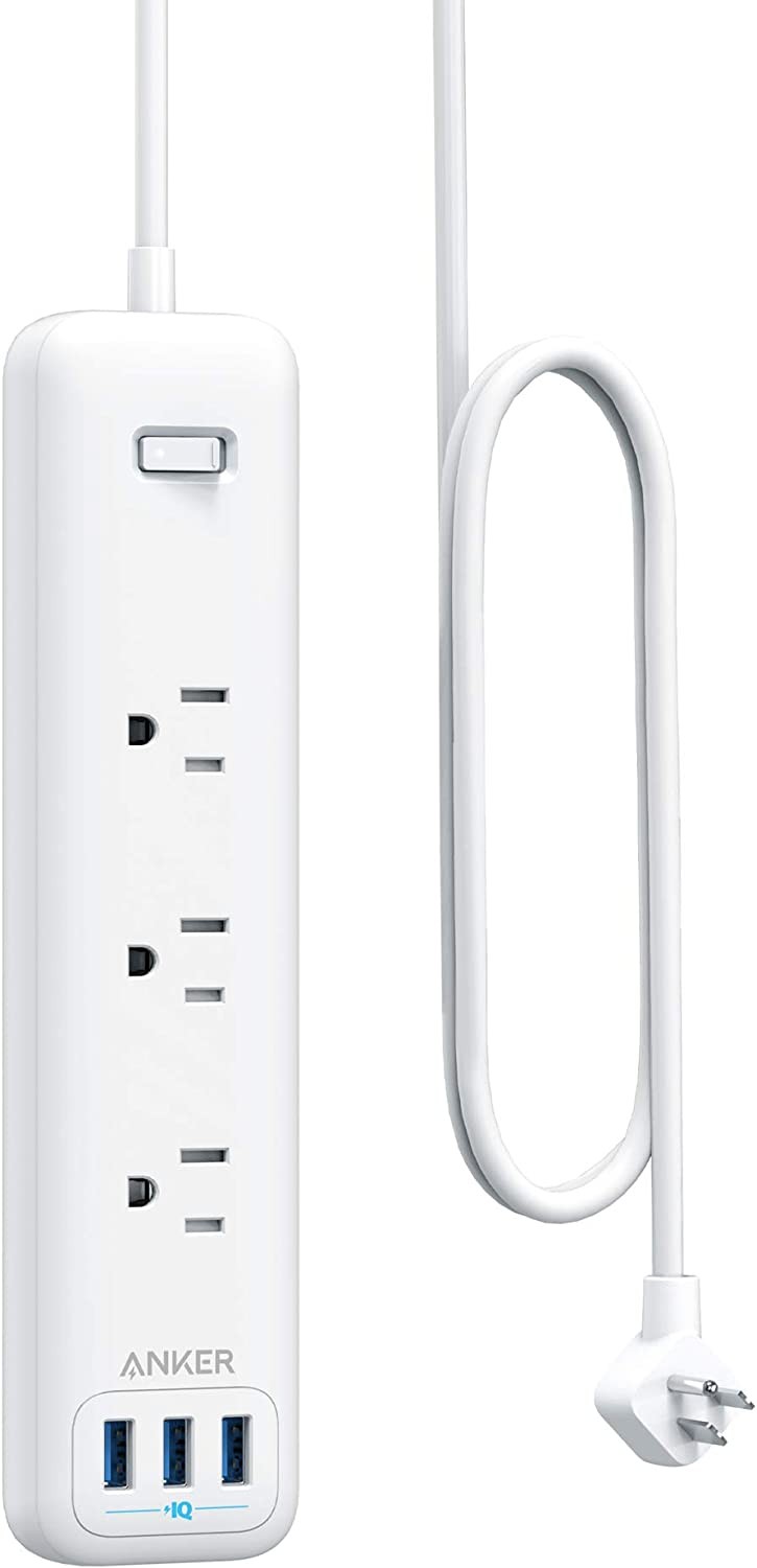 Anker Power Strip with USB, 3-Outlet & 3 PowerIQ USB Power Strip ...