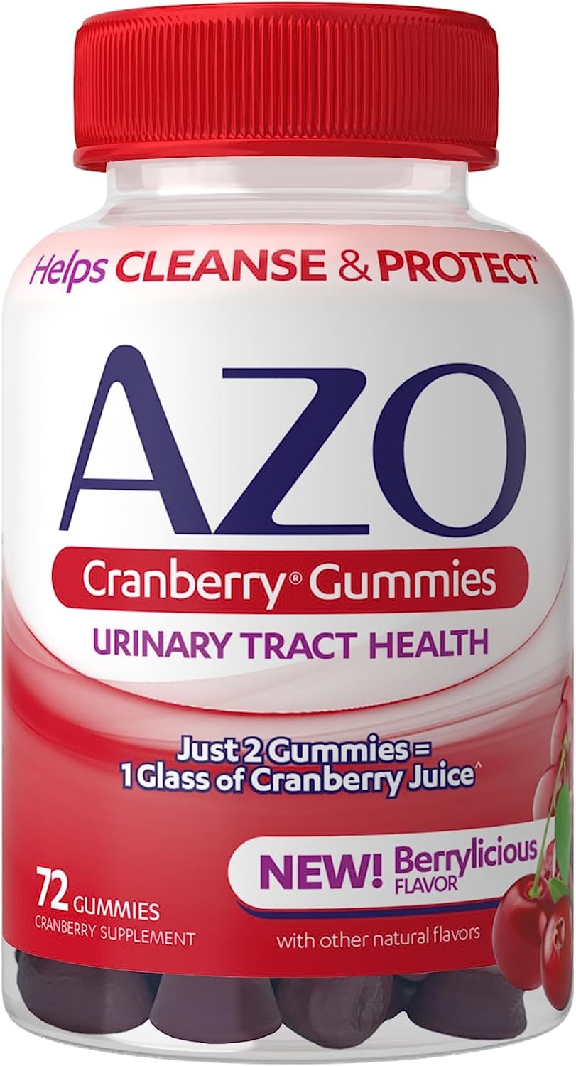 AZO Urinary Tract Health Gummies - 2 Gummies = 1 Glass Cranberry Juice ...