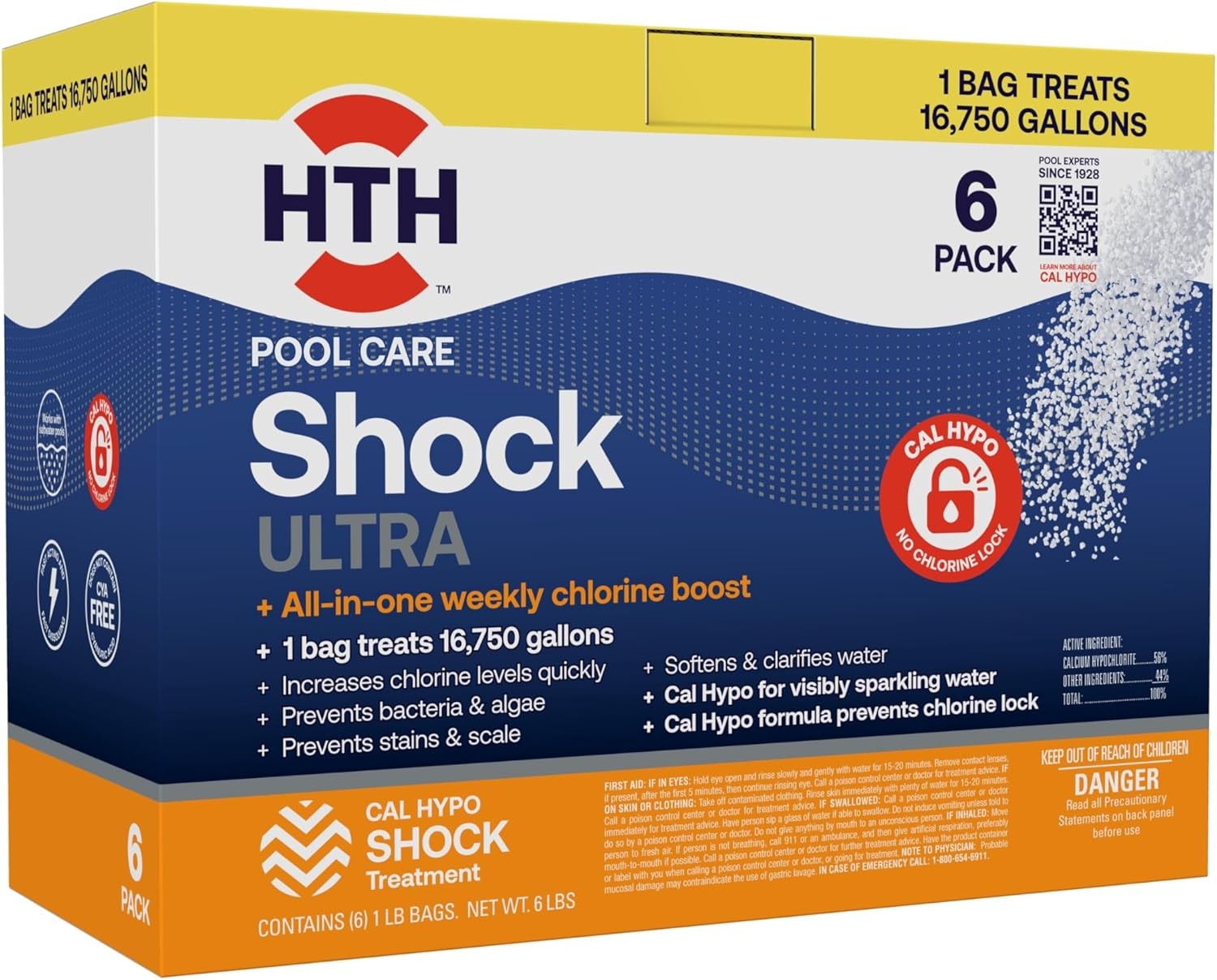 HTH 52040B Swimming Pool Care Shock Ultra, Swimming Pool Chemical, Cal ...