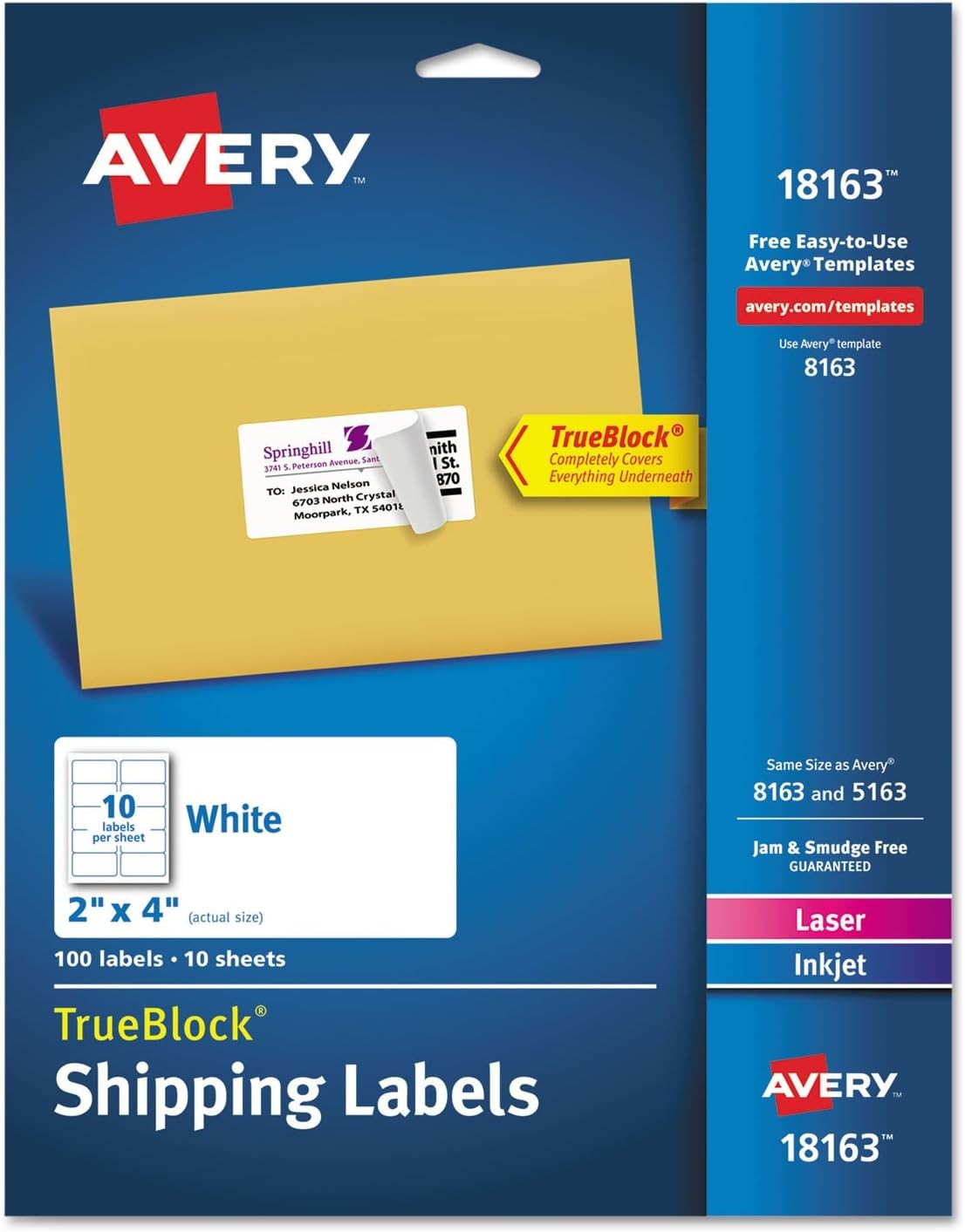 Avery Shipping Address Labels, Laser & Inkjet Printers, 100 Labels, 2x4 ...