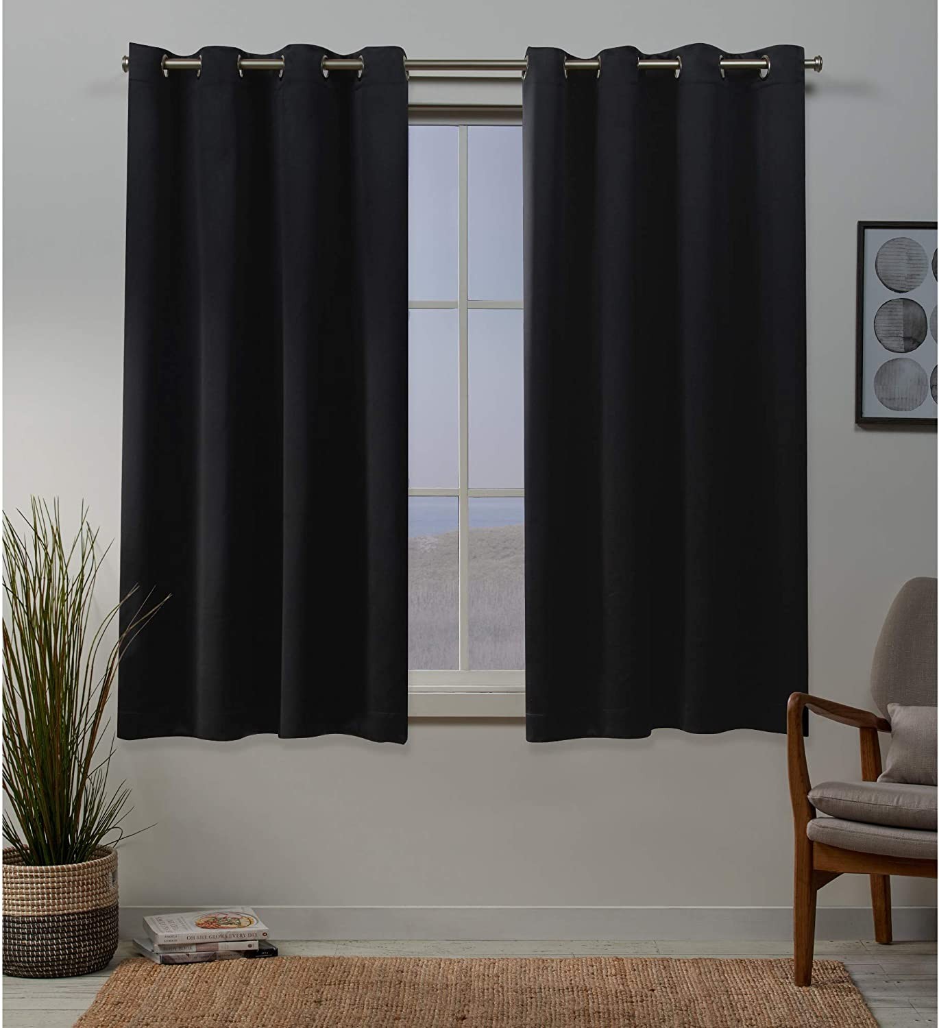 Exclusive Home Sateen Twill Woven Room Darkening Blackout Grommet Top