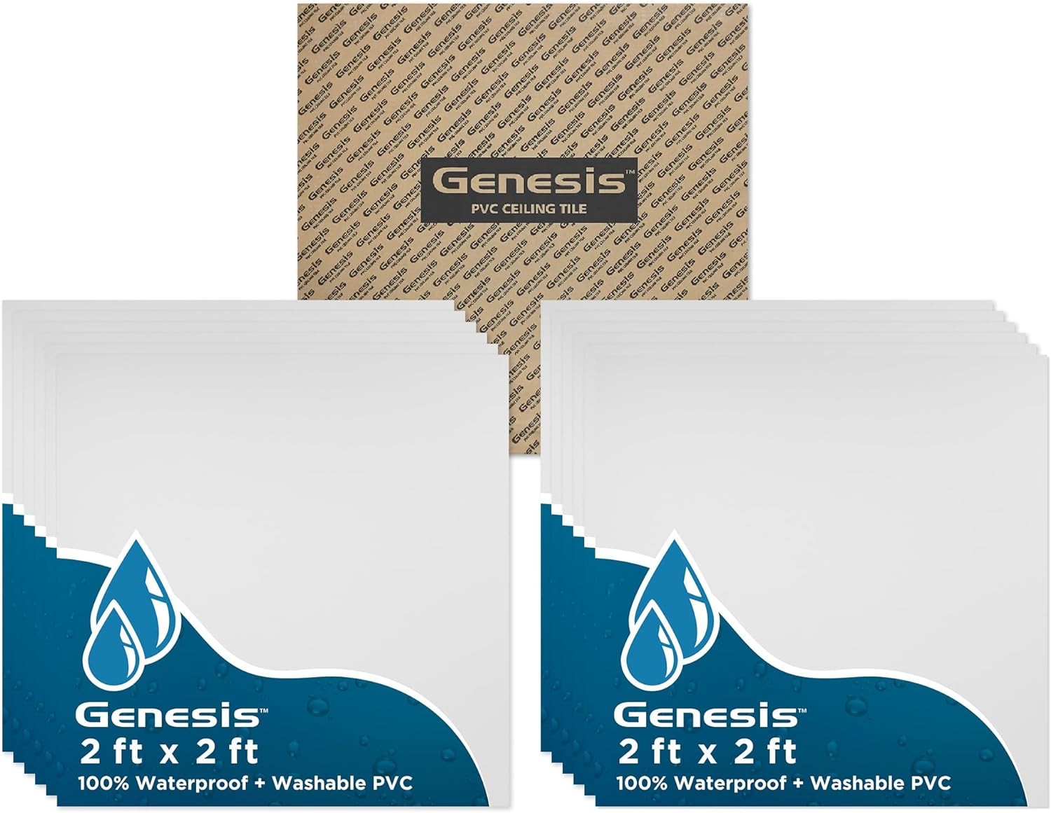 Genesis 2ft x 2ft White Border Fill Ceiling Tiles - Easy Drop-in ...