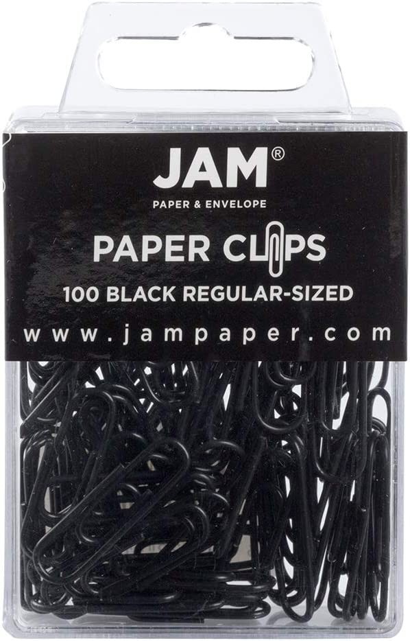 JAM PAPER Colorful Standard Paper Clips - Regular 1 Inch - Black ...