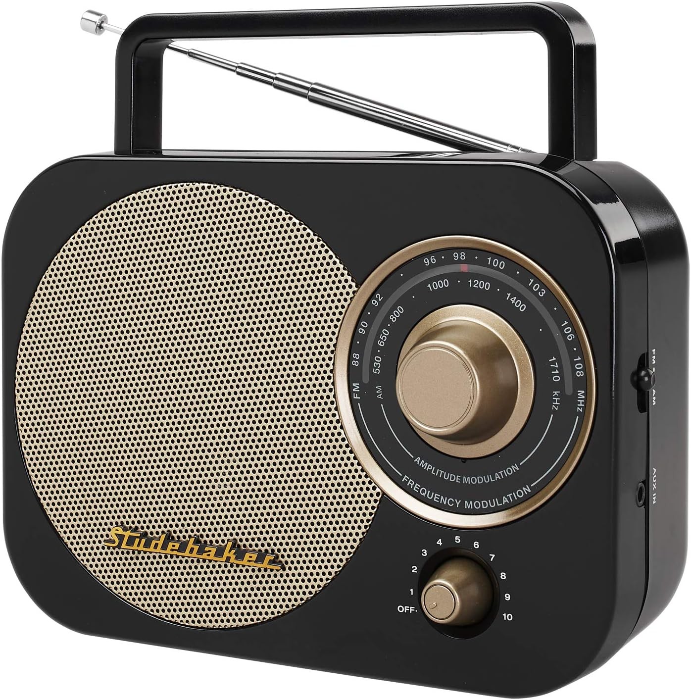 Studebaker SB2000BG Retro Classic Portable AM/FM Radio with Aux Input ...