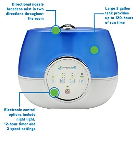PureGuardian H4810AR Ultrasonic Warm and Cool Mist Humidifier for ...