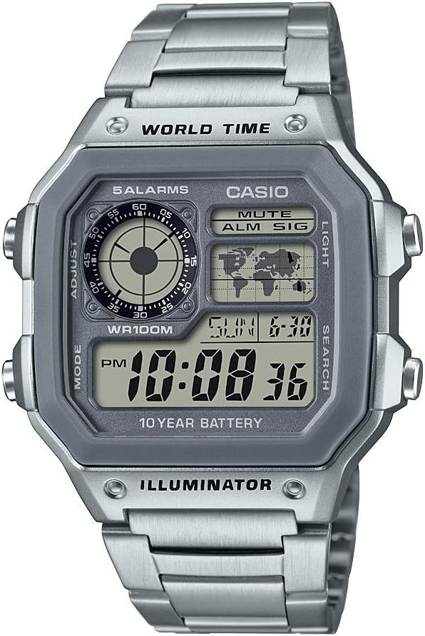Casio AE1200WH Series | Men’s Digital Watch | 100M WR | Multi Alarms | 100 SEC Stopwatch ...