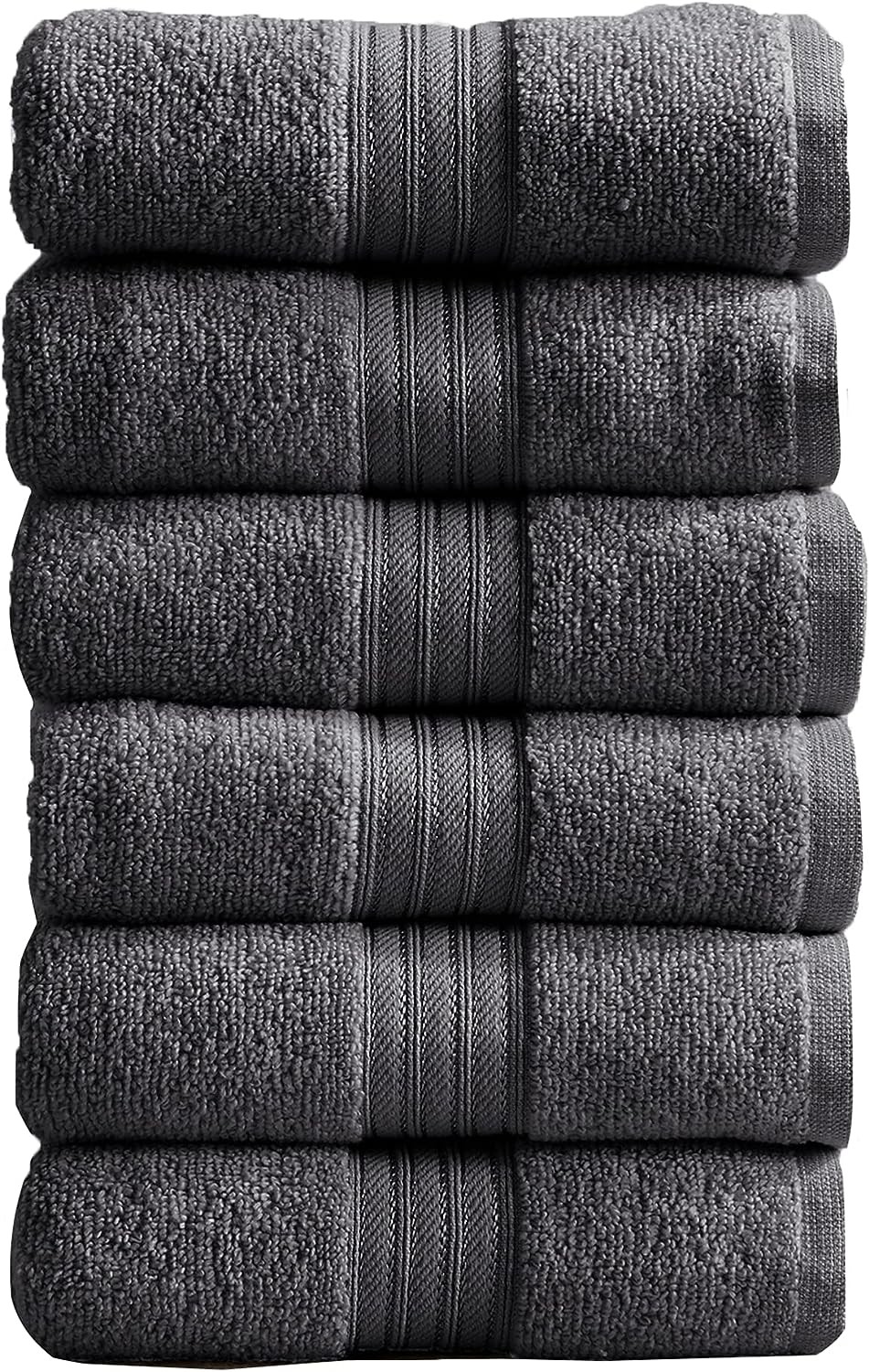 Great Bay Home Dark Grey Hand Towel Set, 6 Pack Quick Dry Hand Towel ...