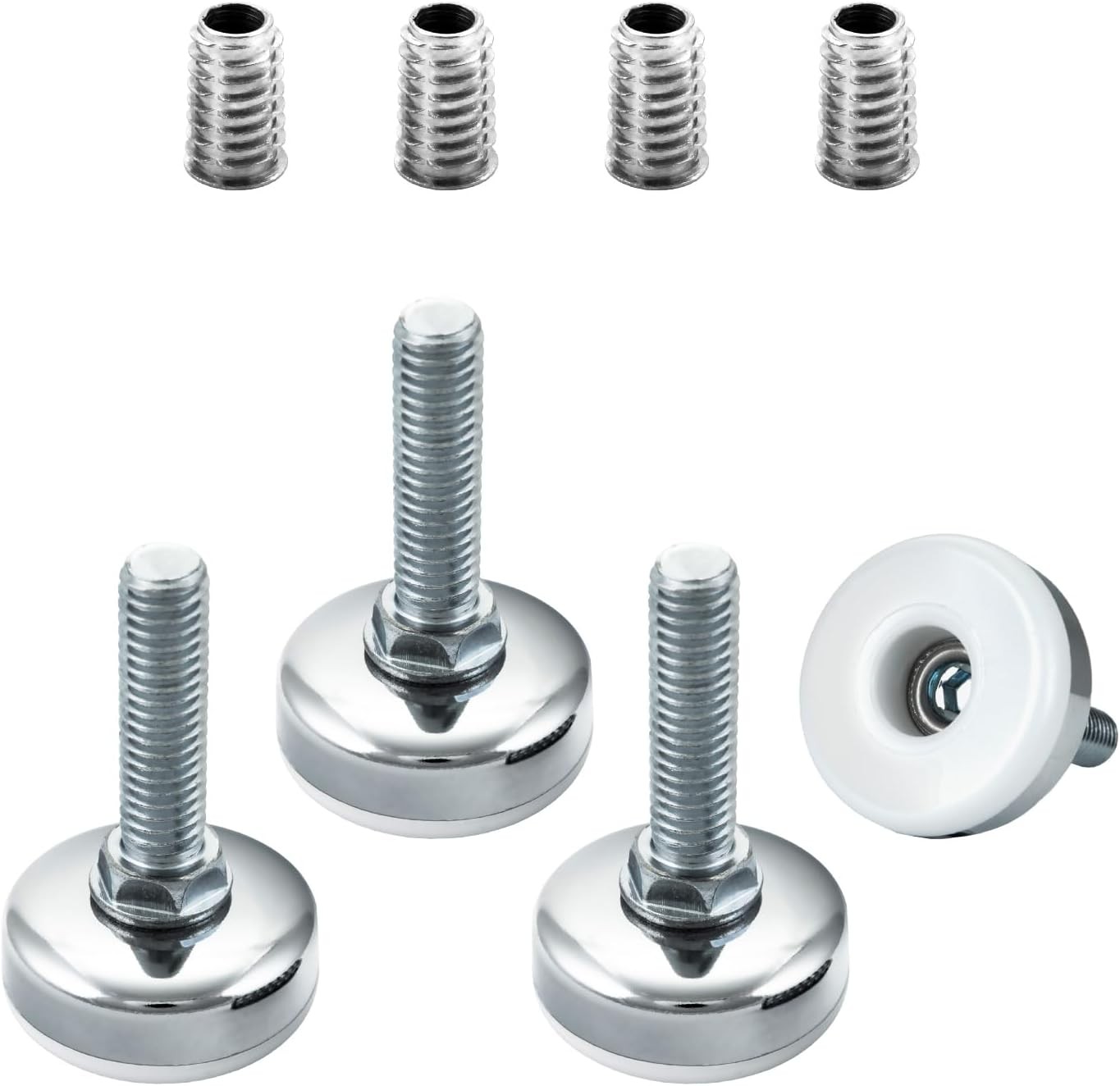 POWERTEC Threaded Leveling Feet 4PK w/ 3/8"-16 Threaded Inserts, Heavy ...