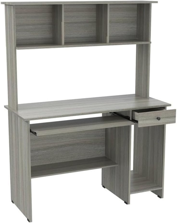 Inval Computer Workcenter with Hutch, Pull-Out Keyboard Tray, Storage ...