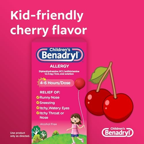 Benadryl Children's Allergy Relief Liquid Medicine with Diphenhydramine ...